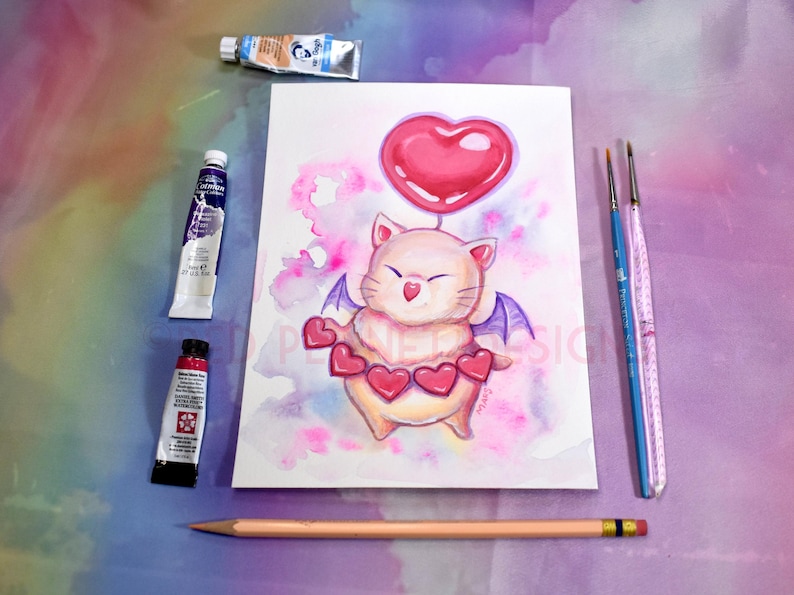 Love Moogle - Original Painting - FFXIV Art - Mog Valentione's Day ...