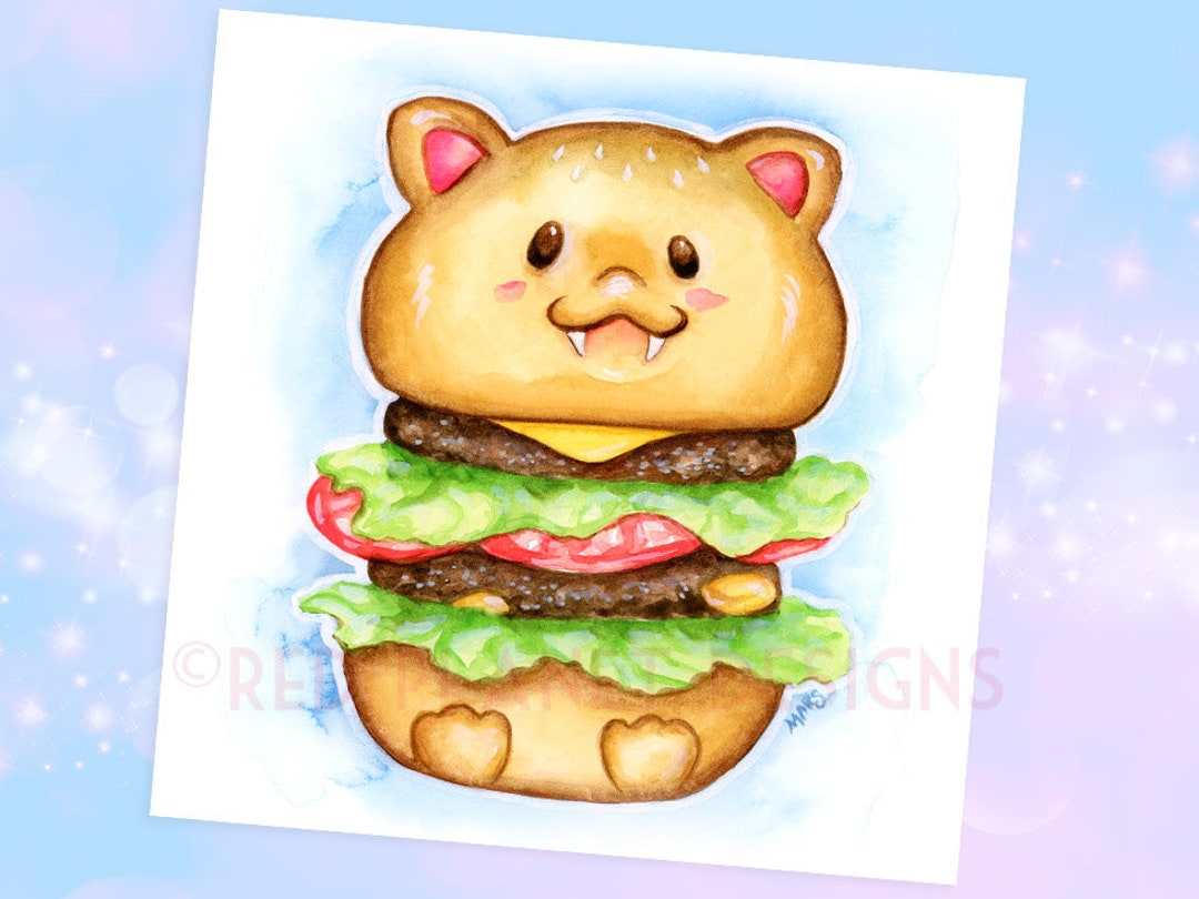 Giant Beaver Burger 5x5 Art Print FFXIV Art Cheeseburger Final Fantasy ...