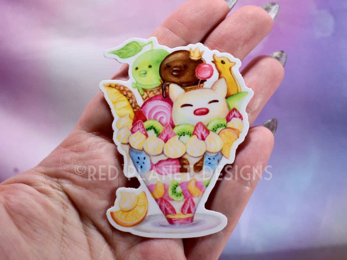Wondrous Parfait Sticker FFXIV Sticker Moogle Cute Video Game Food ...