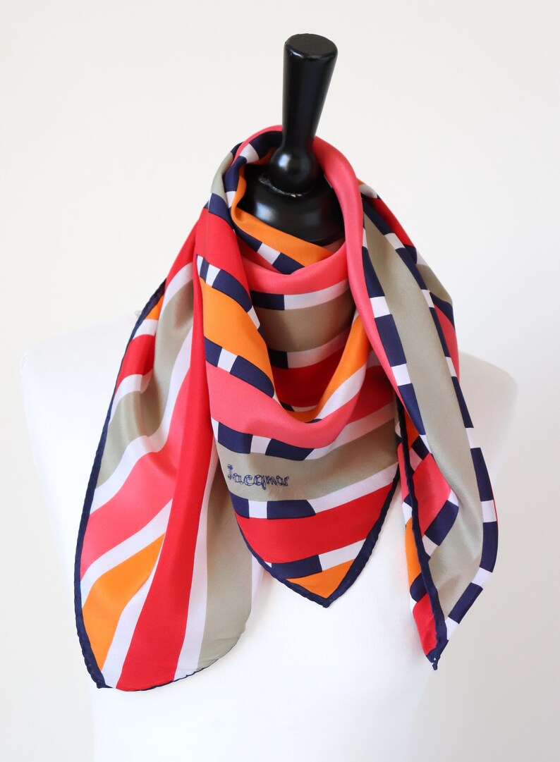 Jacqmar Silk Scarf - Diagonal Striped - Multicolours - Etsy