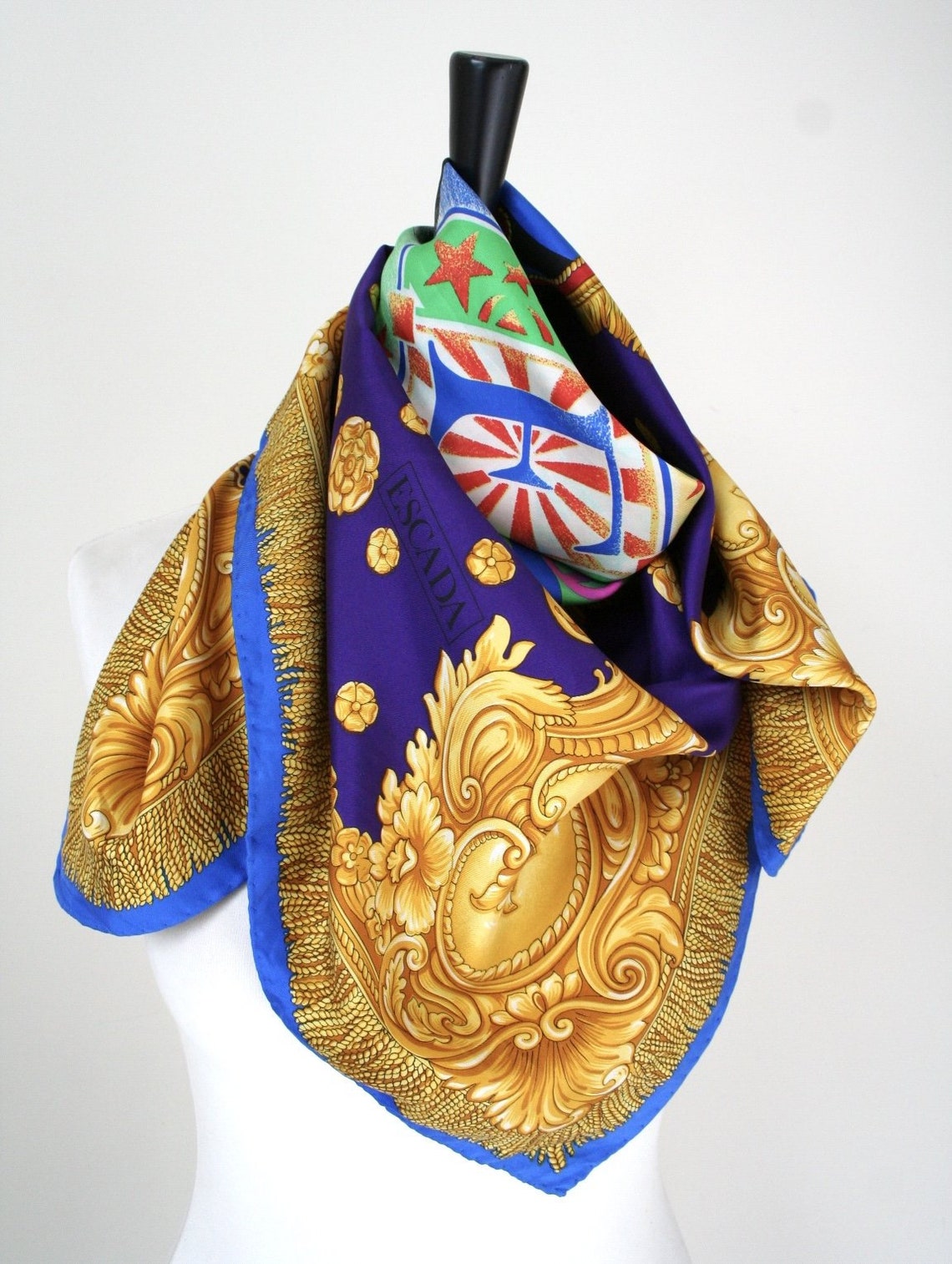 Escada Silk Scarf Circus Theme Vintage Large | Etsy