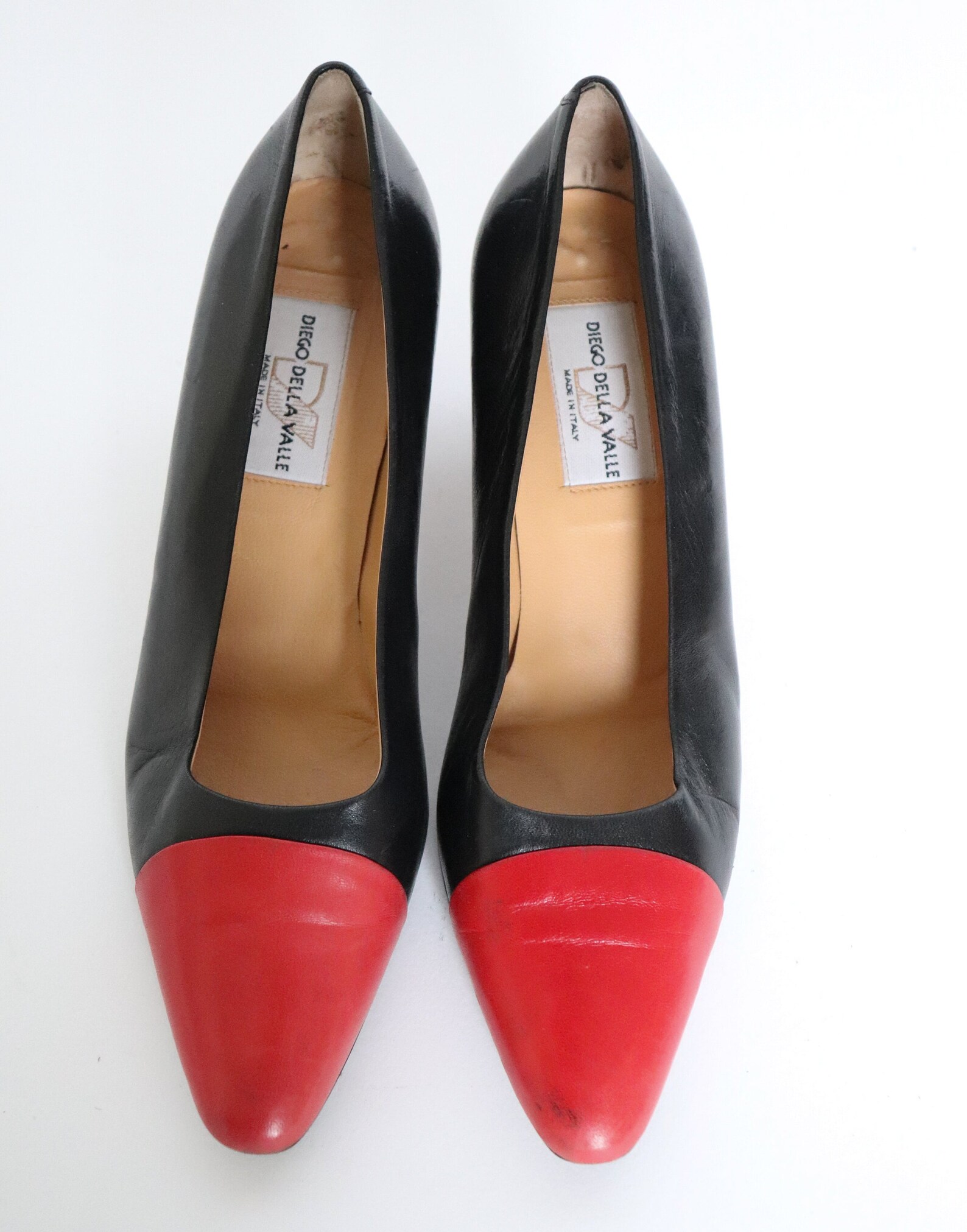 Diego Della Valle Toe Cap Pumps - Vintage 1990s - Red / Black - Fit 37 ...