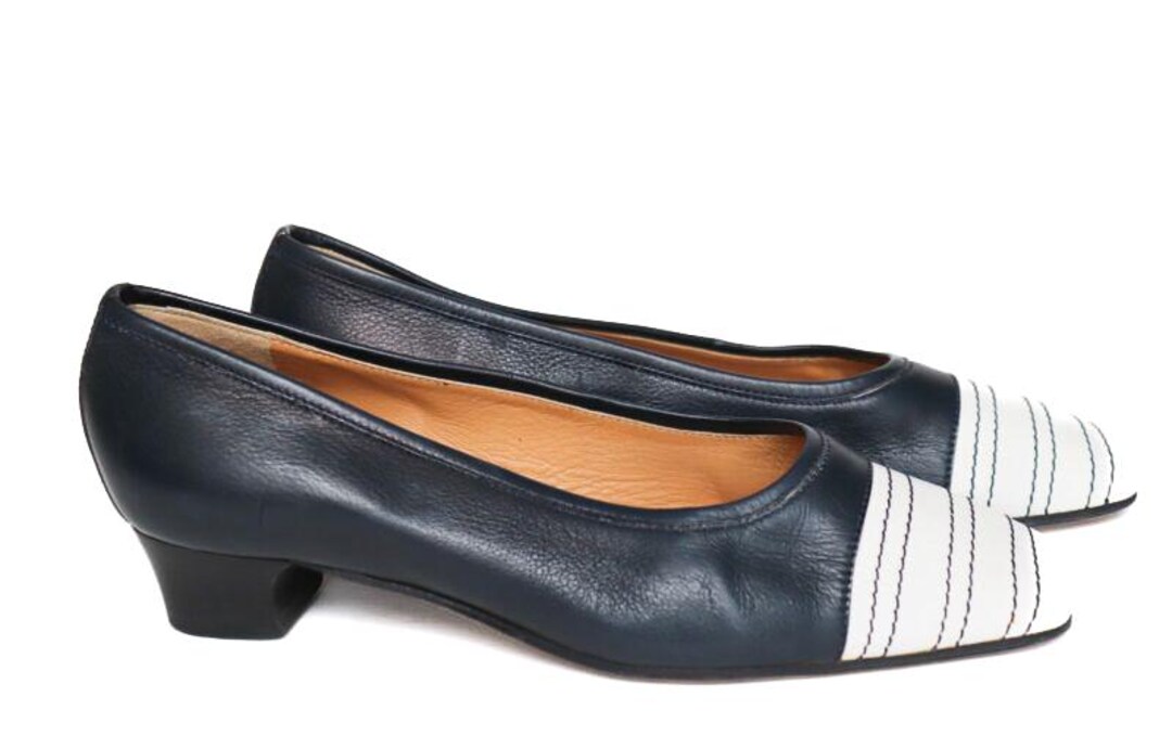 Cap Toe Pumps Blue / White Leather - Torlasco - Label 36 - Fit UK 37 / ...