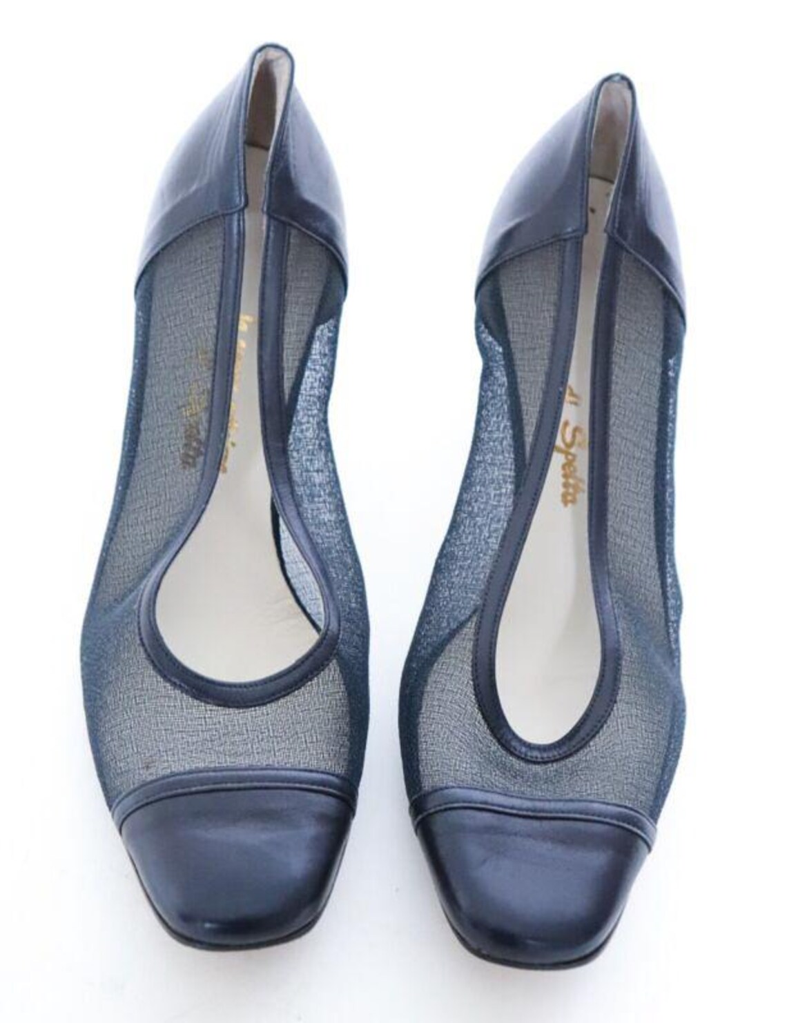 Cap Toe Pumps - Vintage Shoes - Blue Leather / Mesh - SPELTA - UK 6 / ...