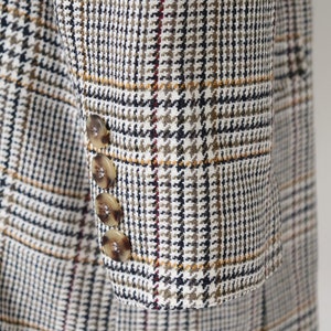 Checked Wool Blazer- Vintage - Cream / Brown Check - L / UK 14 - Etsy