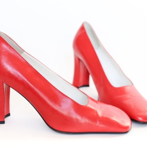 Pollini Vintage Red Shoes - Heel Pumps - Leather - 1990s - 38 / UK 5 - Etsy