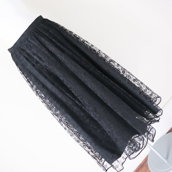 Black Lace Long Skirt - Etsy