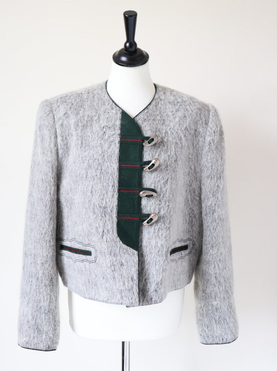 Vintage Tirol Trachten Jacket - Furry Grey Wool Blend… - Gem