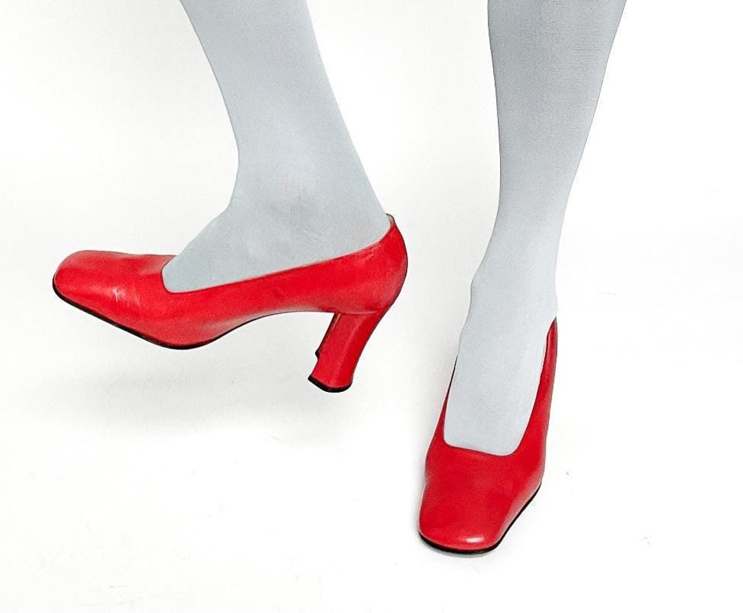 Pollini Vintage Red Shoes - Heel Pumps - Leather - 1990s - 38 / UK 5 - Etsy