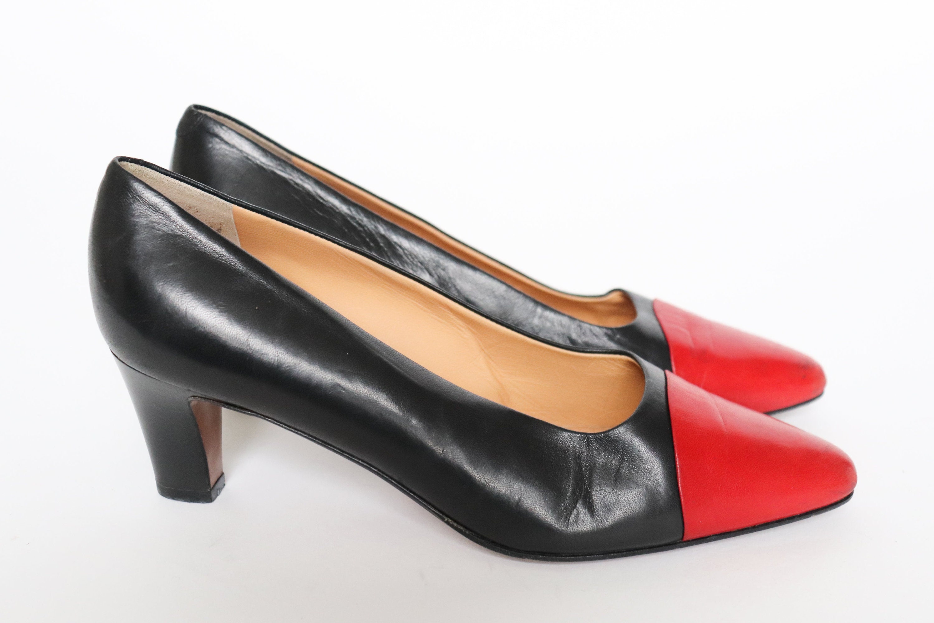 Diego Della Valle Toe Cap Pumps - Vintage 1990s - Red / Black - Fit 37 ...