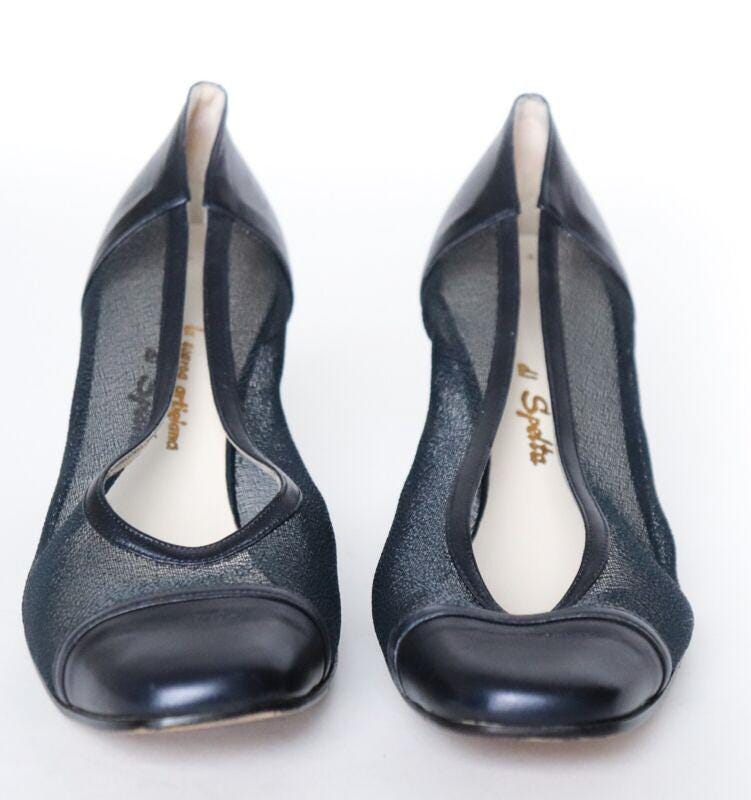 Cap Toe Pumps - Vintage Shoes - Blue Leather / Mesh - SPELTA - UK 6 / ...