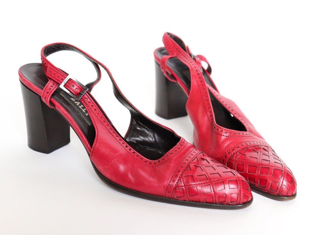 Bally Shoes - Red Leather Vintage Slingback - 1990s - UK 5 / 38 - Etsy