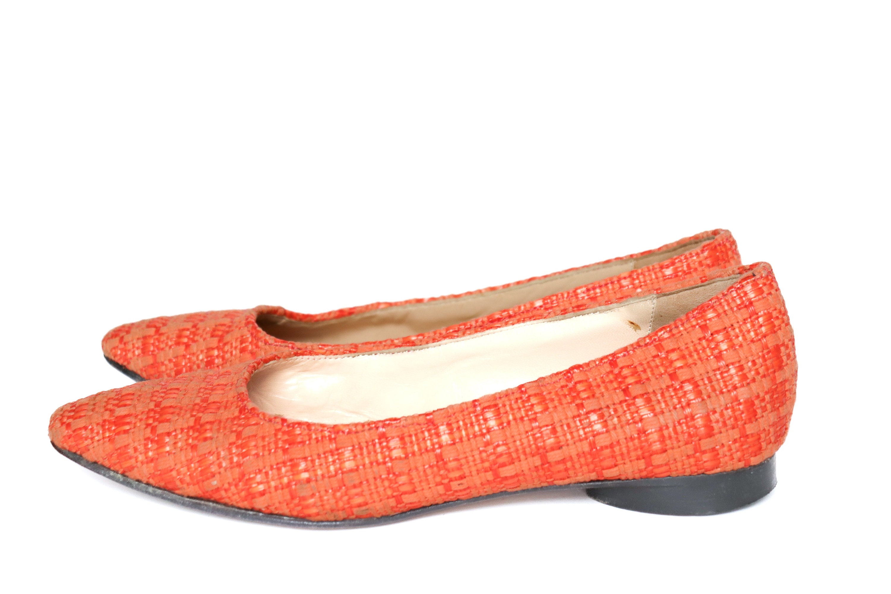 Joseph Azagury Raffia Flat Pumps - Orange - 36 / / UK 3 - Etsy