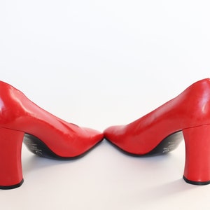 Pollini Vintage Red Shoes - Heel Pumps - Leather - 1990s - 38 / UK 5 - Etsy