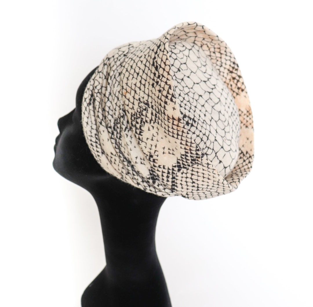 Atelier Lucas Vintage Hat - Cream Snakeskin Print 1960s / 1940s - M - Etsy