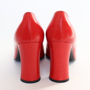 Pollini Vintage Red Shoes - Heel Pumps - Leather - 1990s - 38 / UK 5 - Etsy