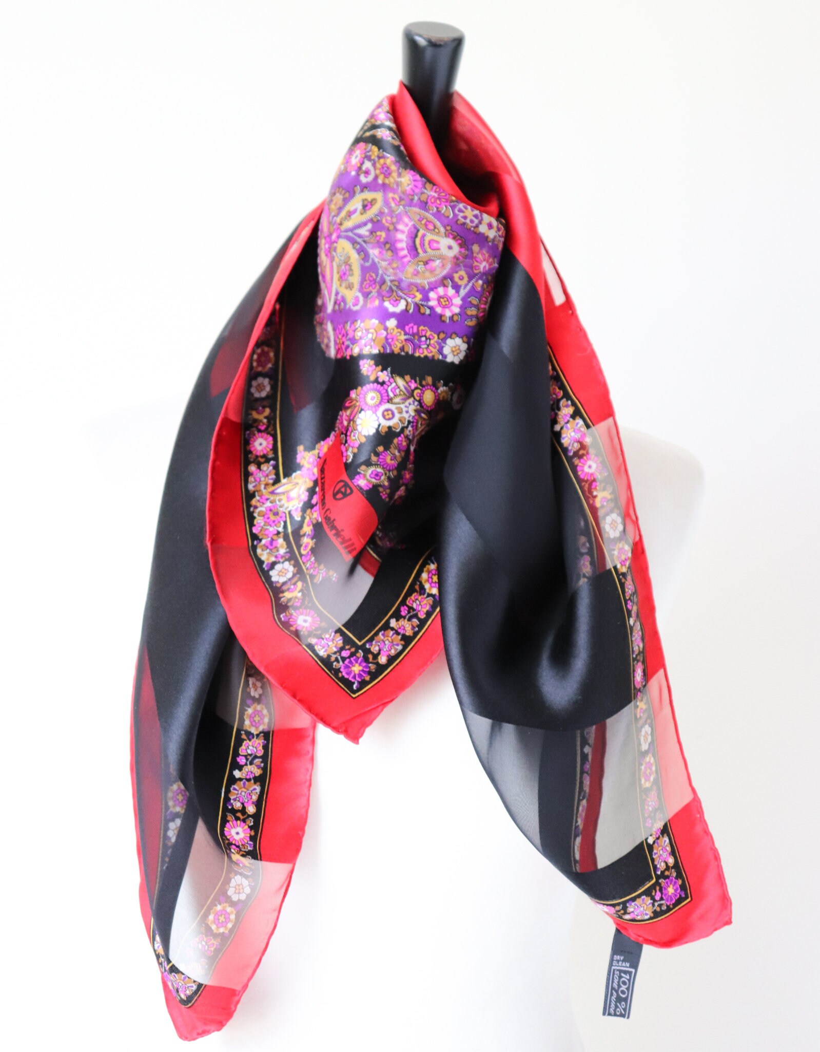 Nazareno Gabrielli Silk Scarf - Paisley - Red / Black / Pink - LARGE - Etsy
