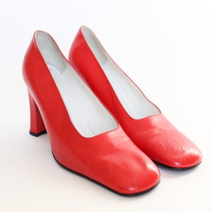 Pollini Vintage Red Shoes - Heel Pumps - Leather - 1990s - 38 / UK 5 - Etsy