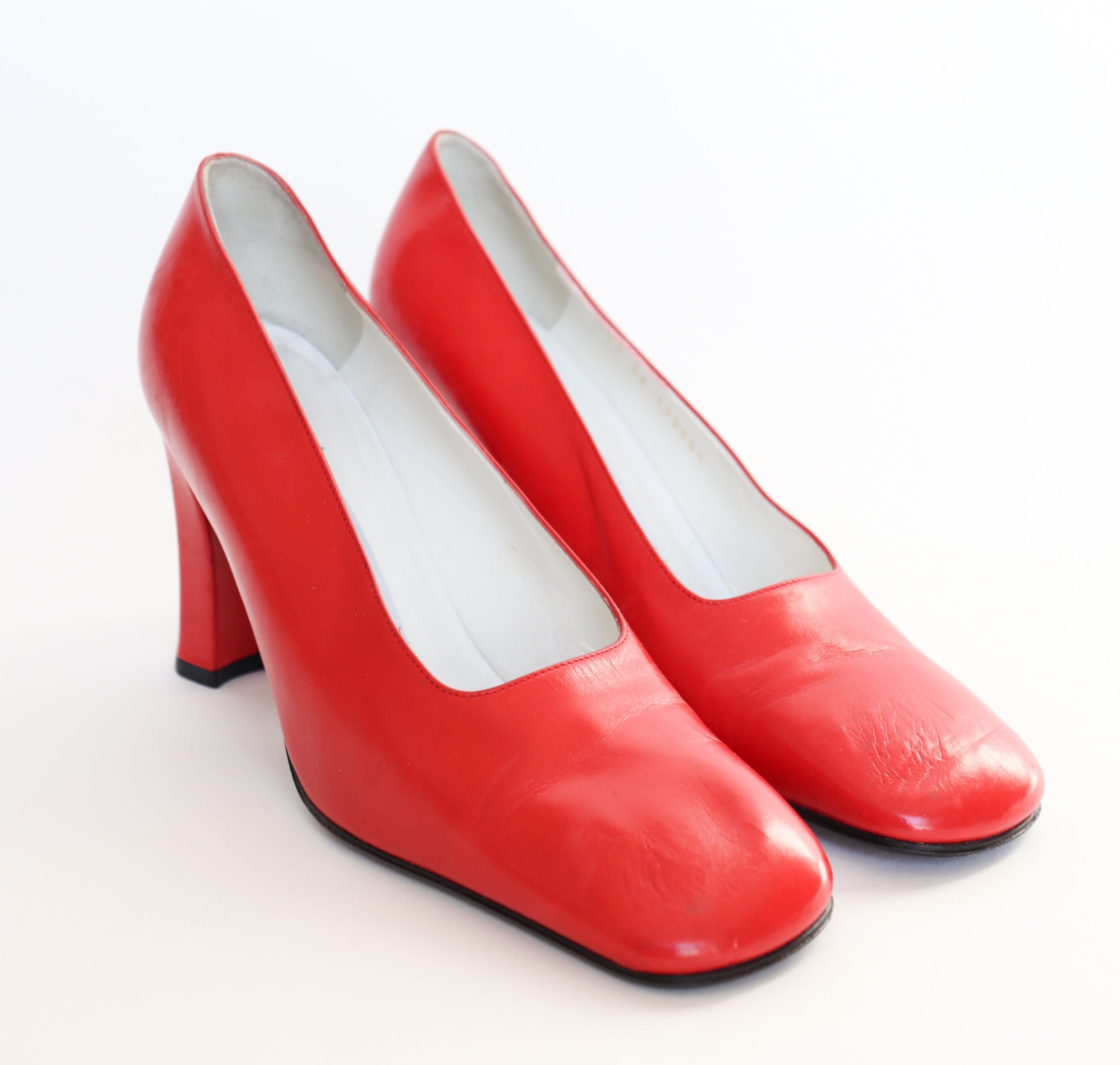 Pollini Vintage Red Shoes - Heel Pumps - Leather - 1990s - 38 / UK 5 - Etsy