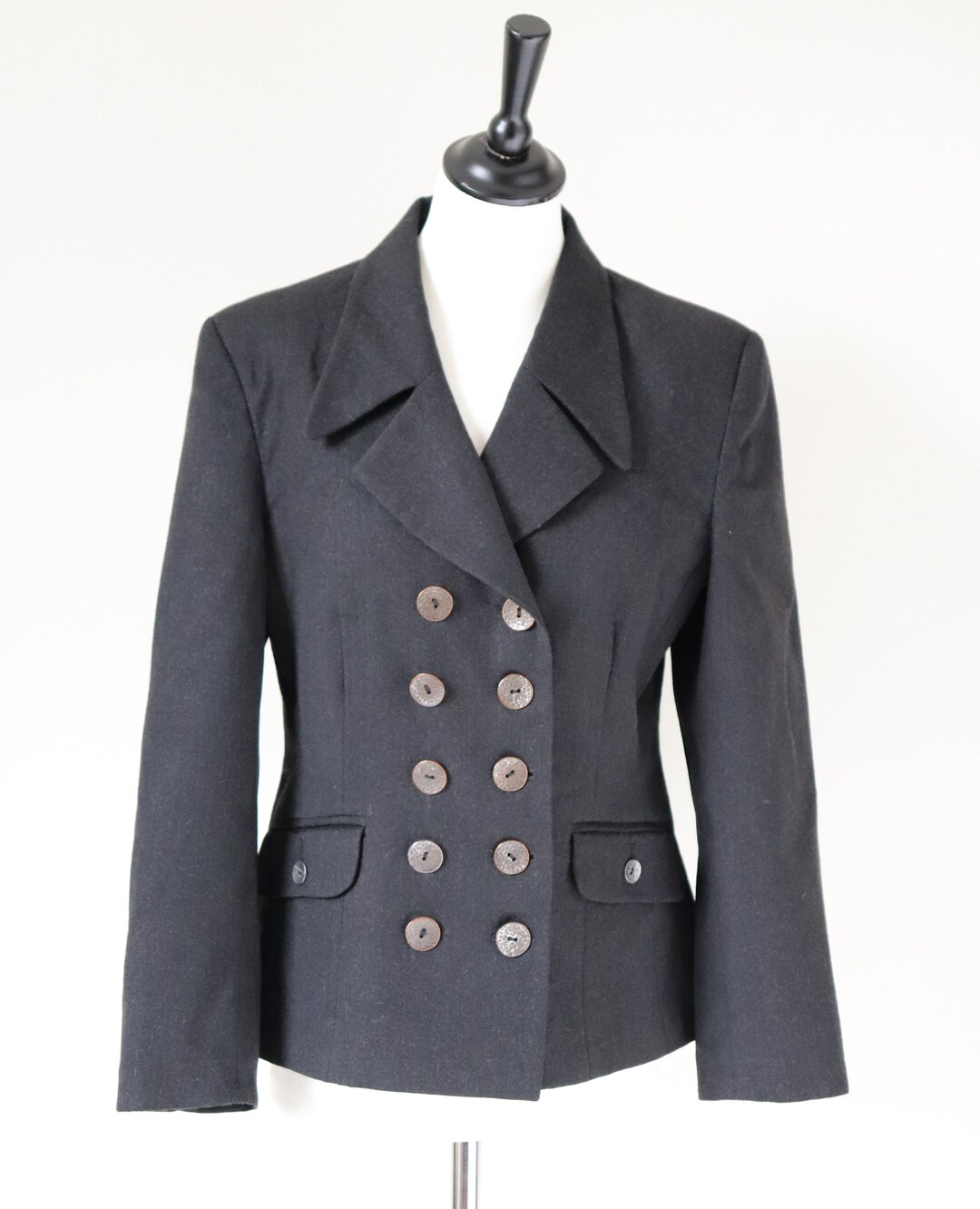 Double Breasted Grey Wool Jacket - SWISH - S / UK 10 - Etsy
