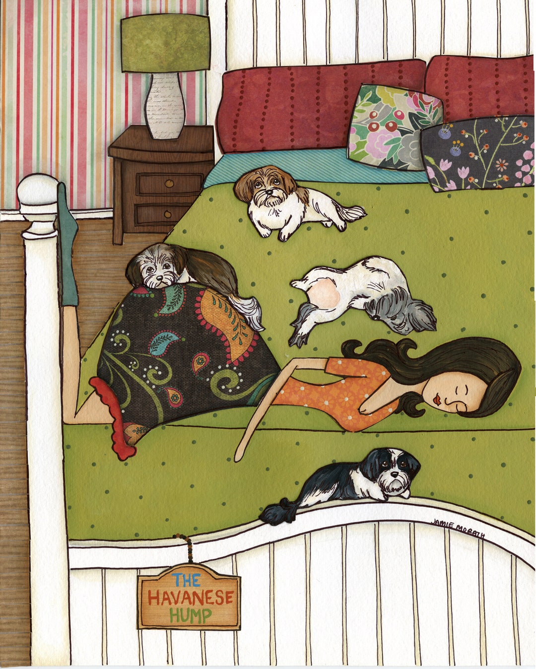 ORIGINAL PAINTING the Havanese Hump-dog Original Mixed Media Painting ...