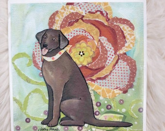 Chocolate Lab Puppy Ceramic Tile Chocolate Labrador Decorative Tile Dog ...