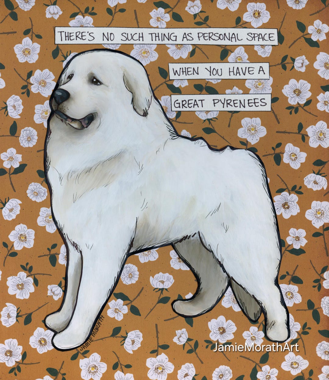 Personal Space, Great Pyrenees Dog Wall Art Print. Great Gift Ideas for ...