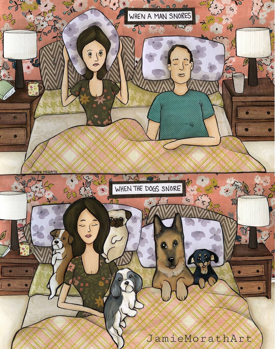 When They Snore, Funny Dog Wall Art Print - Etsy