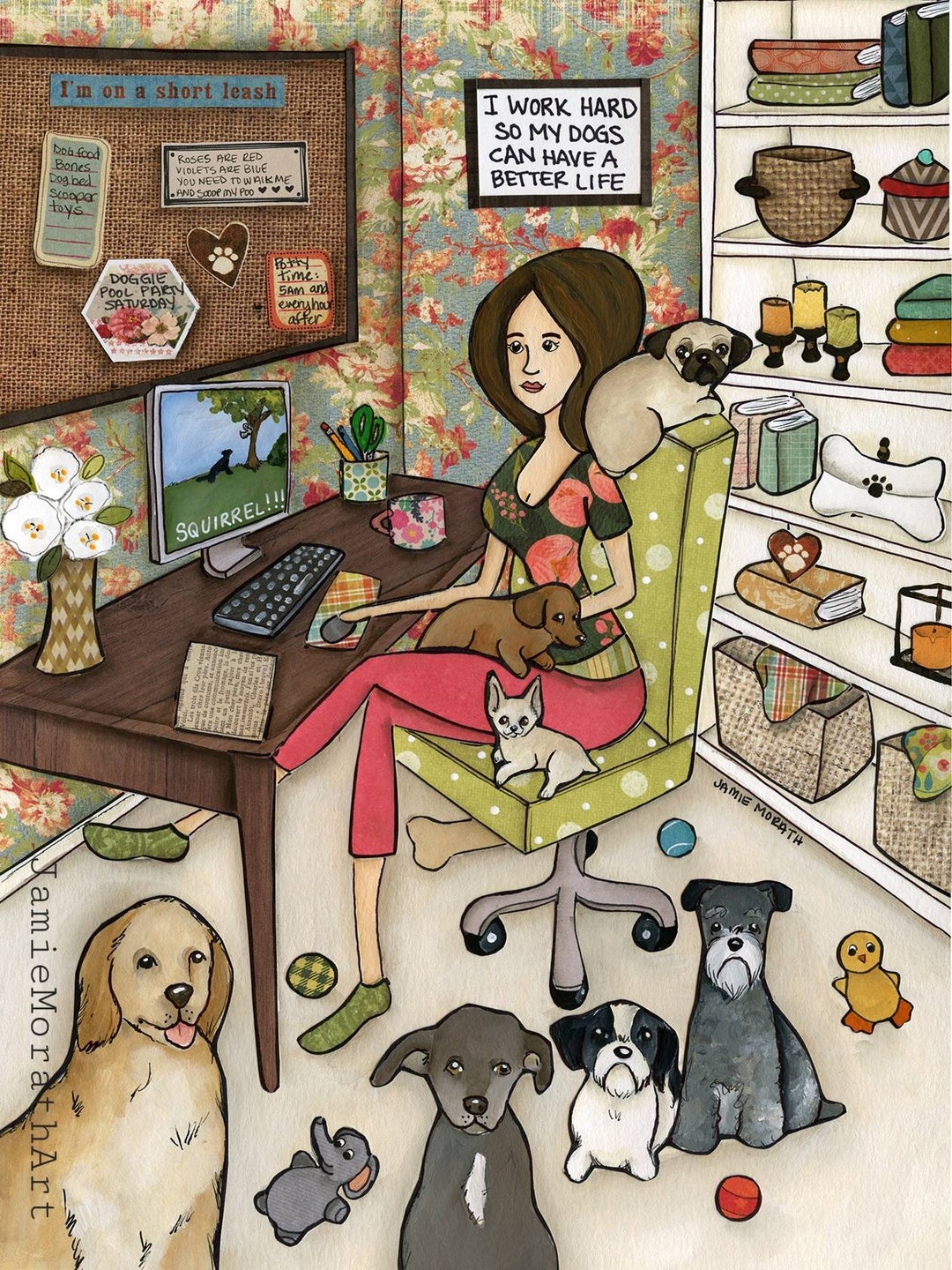 I Work Hard, Dog Wall Art Print - Etsy