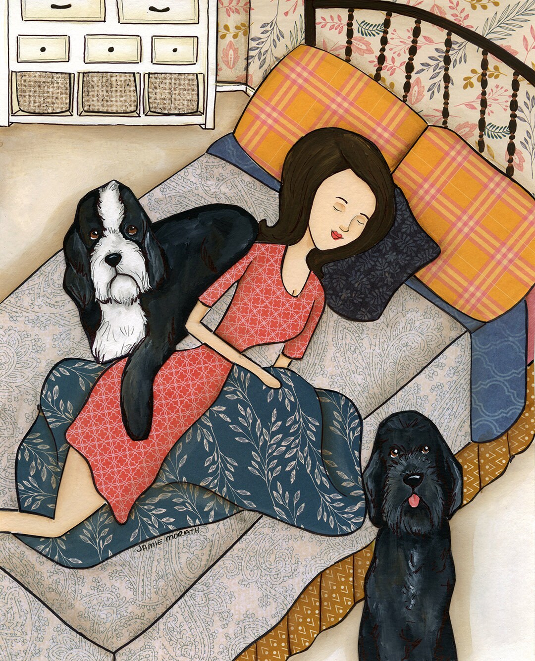 ORIGINAL PAINTING Doodle Nap Doodle Dog Mixed Breed Original Mixed ...