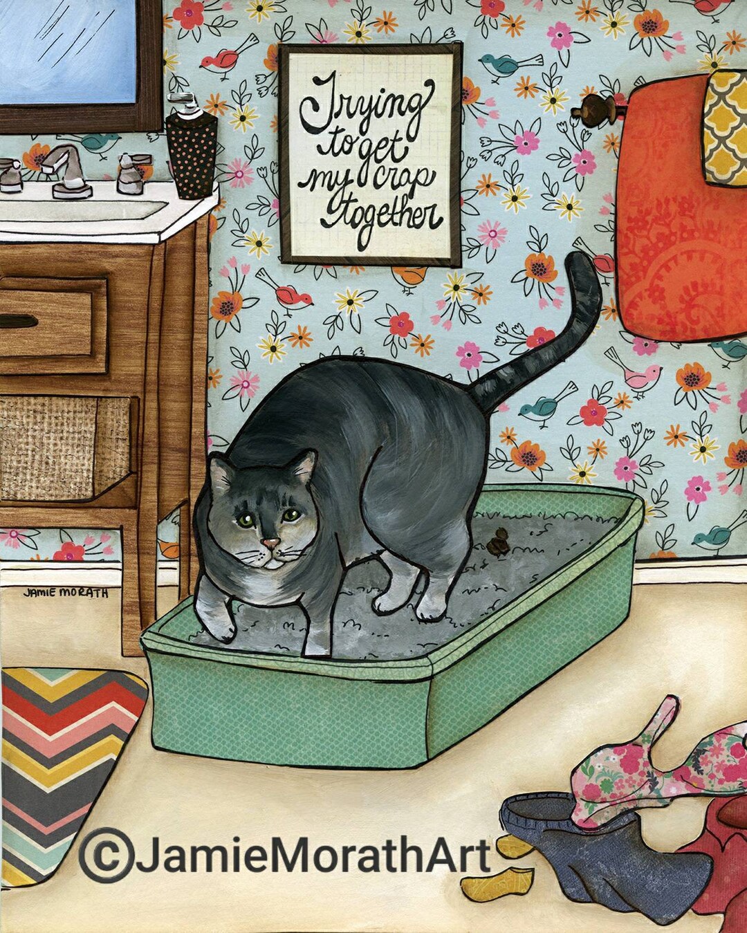 Crap Together, Cat Wall Art Print - Etsy
