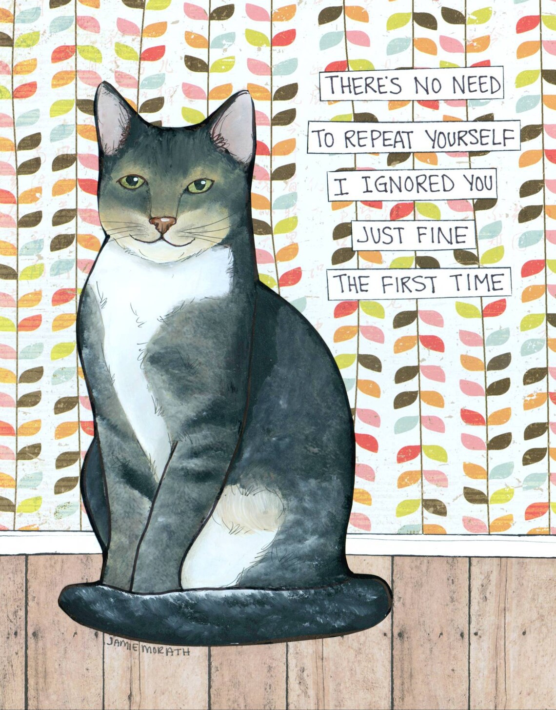 Repeat Yourself Cat Wall Art Print - Etsy
