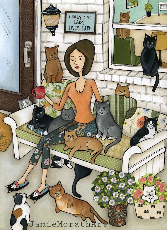 Crazy Cat Lady Paintings
