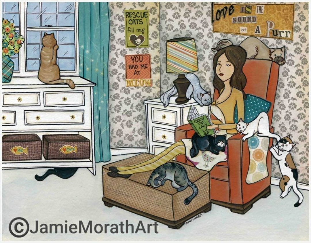 Love Purr, Cat Wall Art Print - Etsy