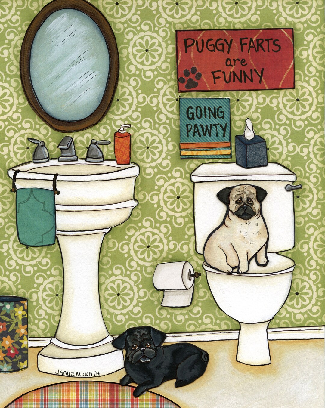 Puggy Farts, Pug Dog Wall Art Print - Etsy