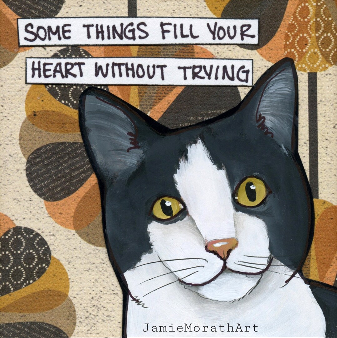 Fill Your Heart Cat Wall Art Print - Etsy