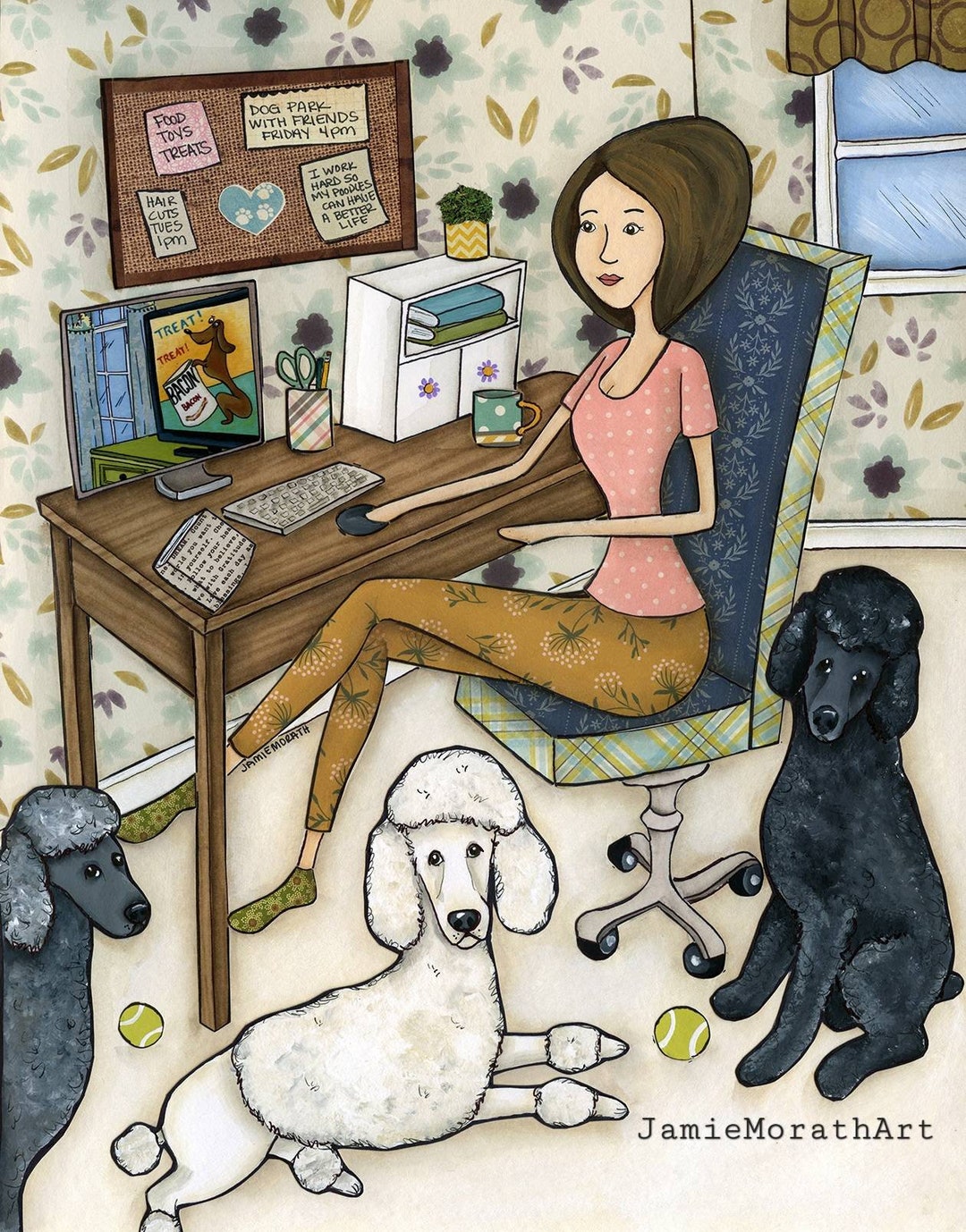 I Work Hard, Poodle Dog Wall Art Print - Etsy