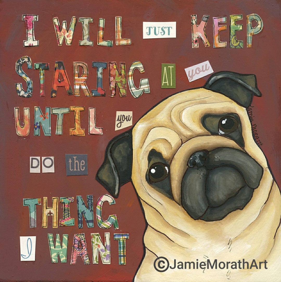 Staring at You, Pug Dog Wall Art Print - Etsy