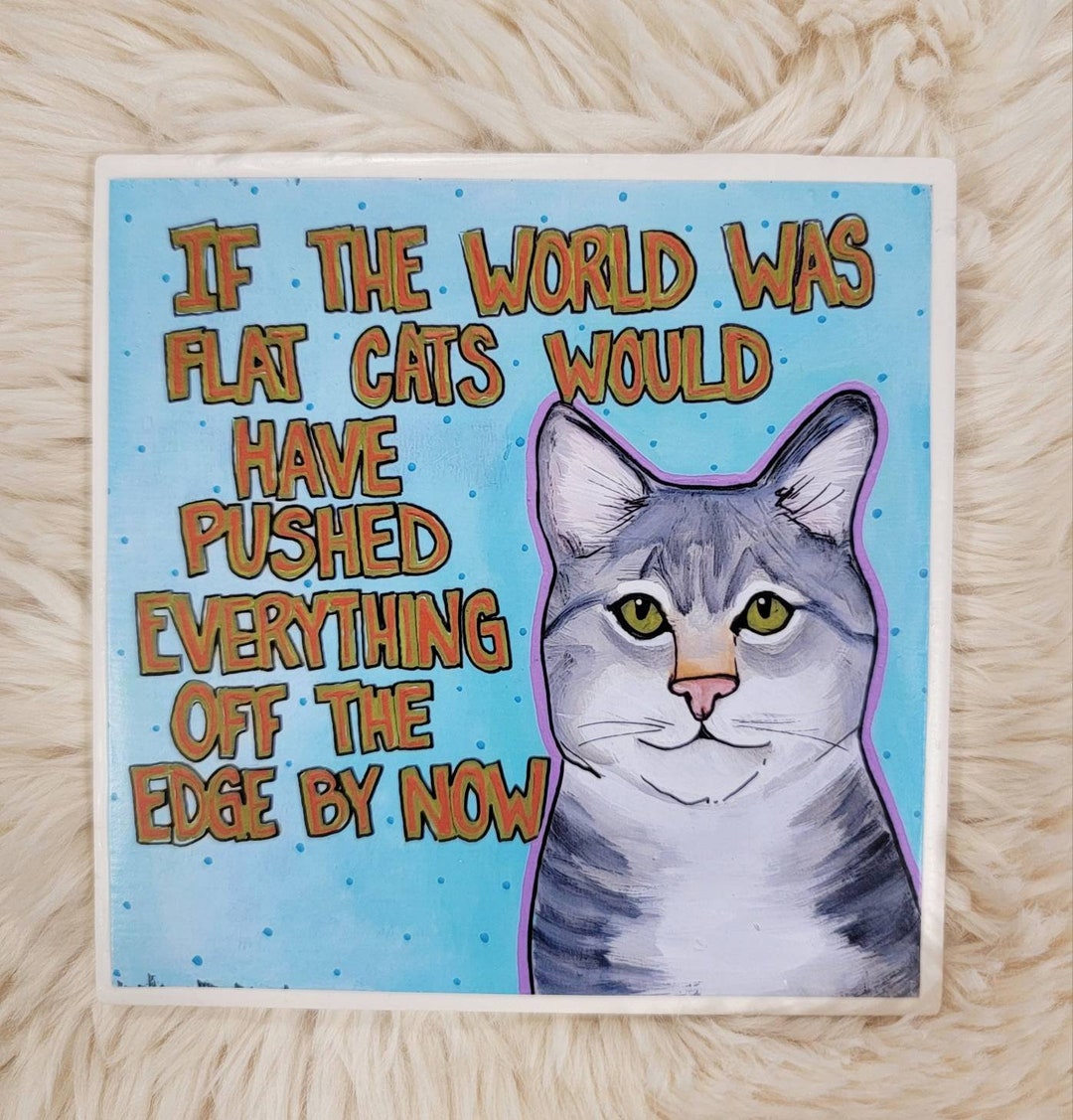 Off Edge Cat Tile - Etsy