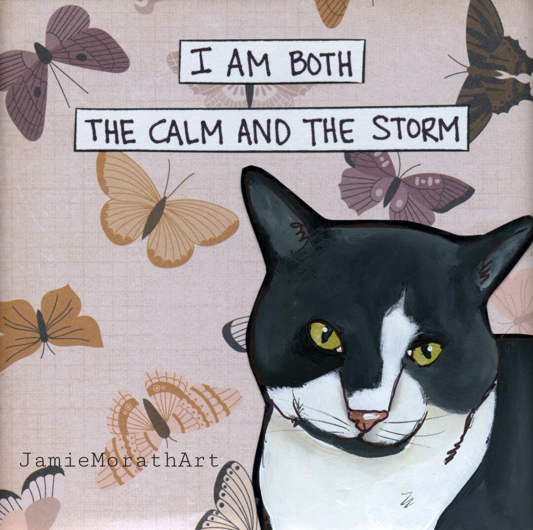 Calm and Storm Cat Wall Art Print - Etsy