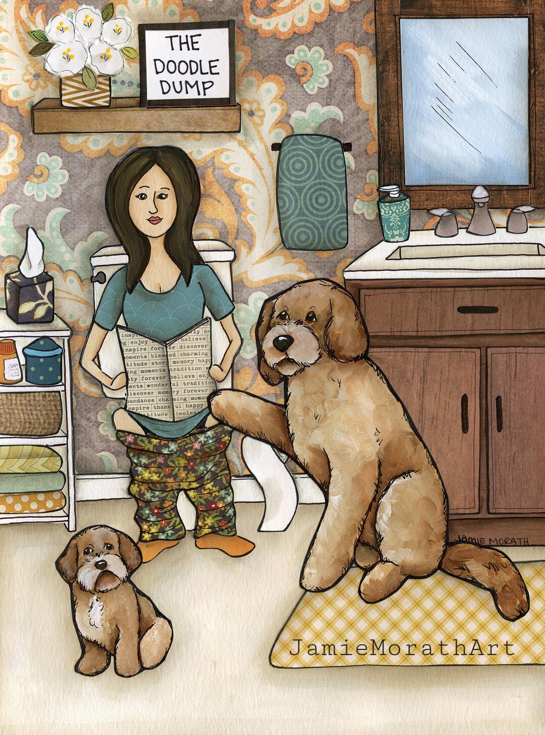 ORIGINAL PAINTING, Doodle DUMP, Dog Art - Etsy