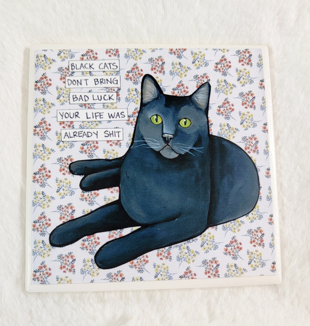 Bad Luck Cat Decorative Coaster Tile Gift - Etsy