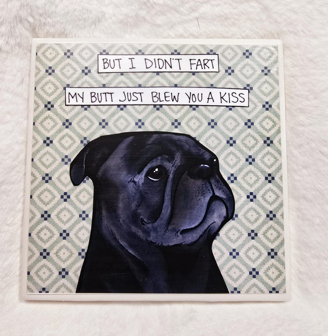 Blew You a Kiss, Black Pug Dog Decorative Coaster Tile - Etsy