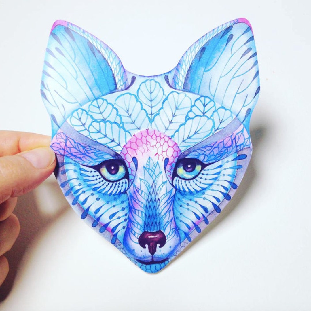 Blue Fox Face Animal Sticker 100% Waterproof Vinyl Label. - Etsy