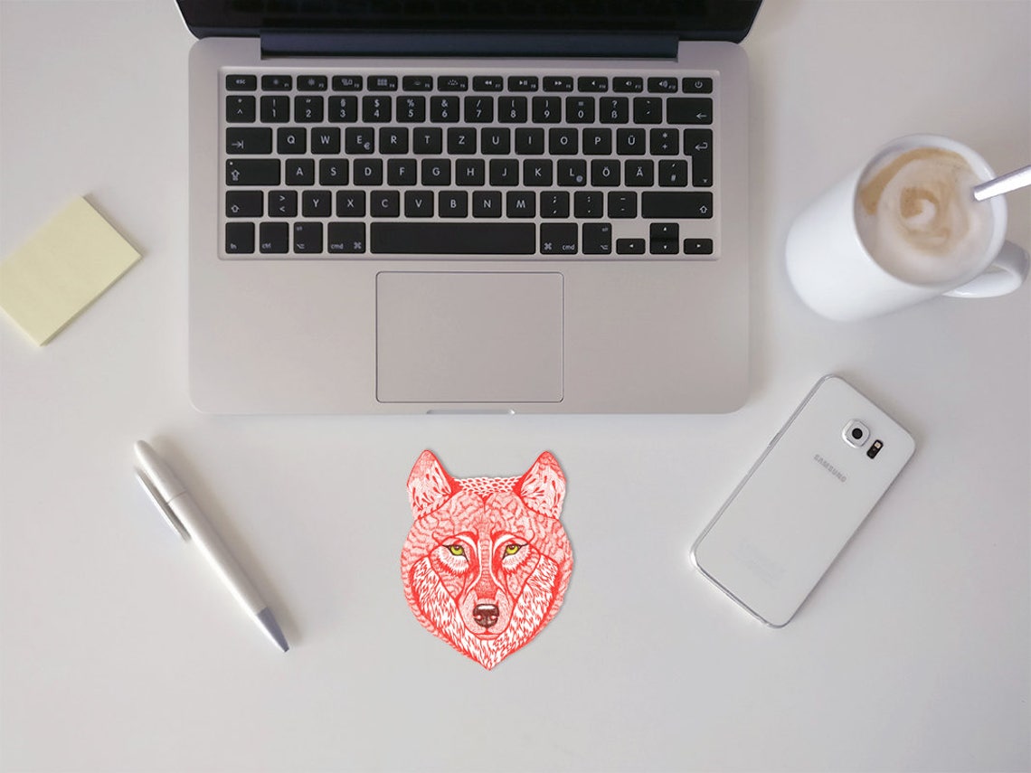 Red Wolf Face Wild Animal Sticker 100% Waterproof Vinyl Label. | Etsy