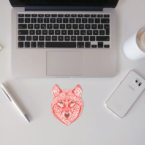 Red Wolf Face Wild Animal Sticker 100% Waterproof Vinyl Label. - Etsy
