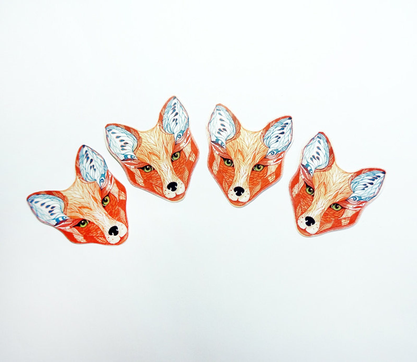 Red Fox Set of 4 Small Stickers 100% Waterproof Vinyl Label. | Etsy