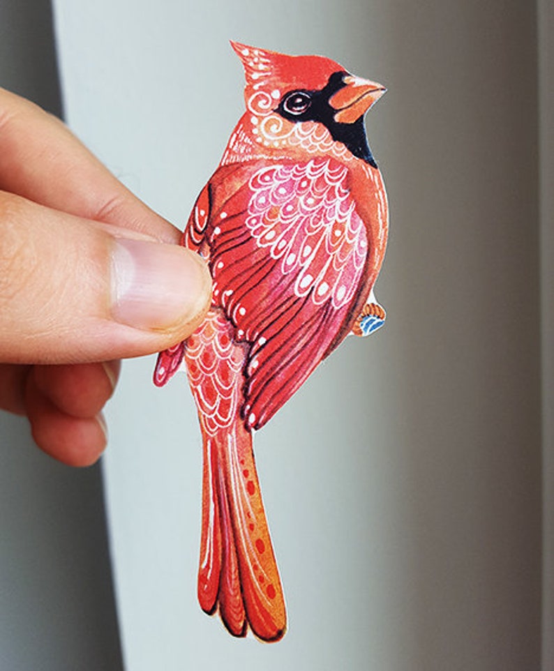 Red Cardinal Bird Stickers Set of 4 Small Stickers Vinyl | Etsy