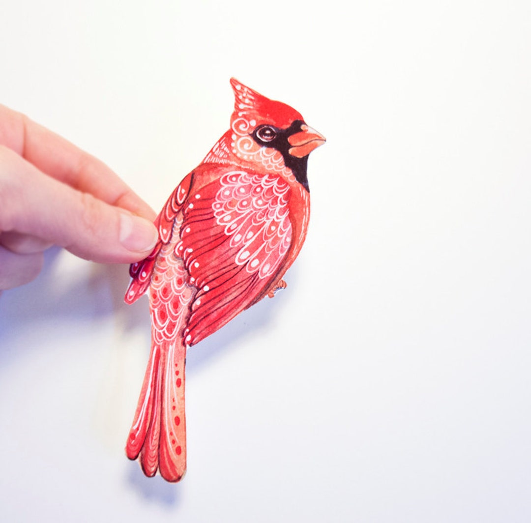 Red Cardinal Bird Sticker 100% Waterproof Vinyl Label. - Etsy