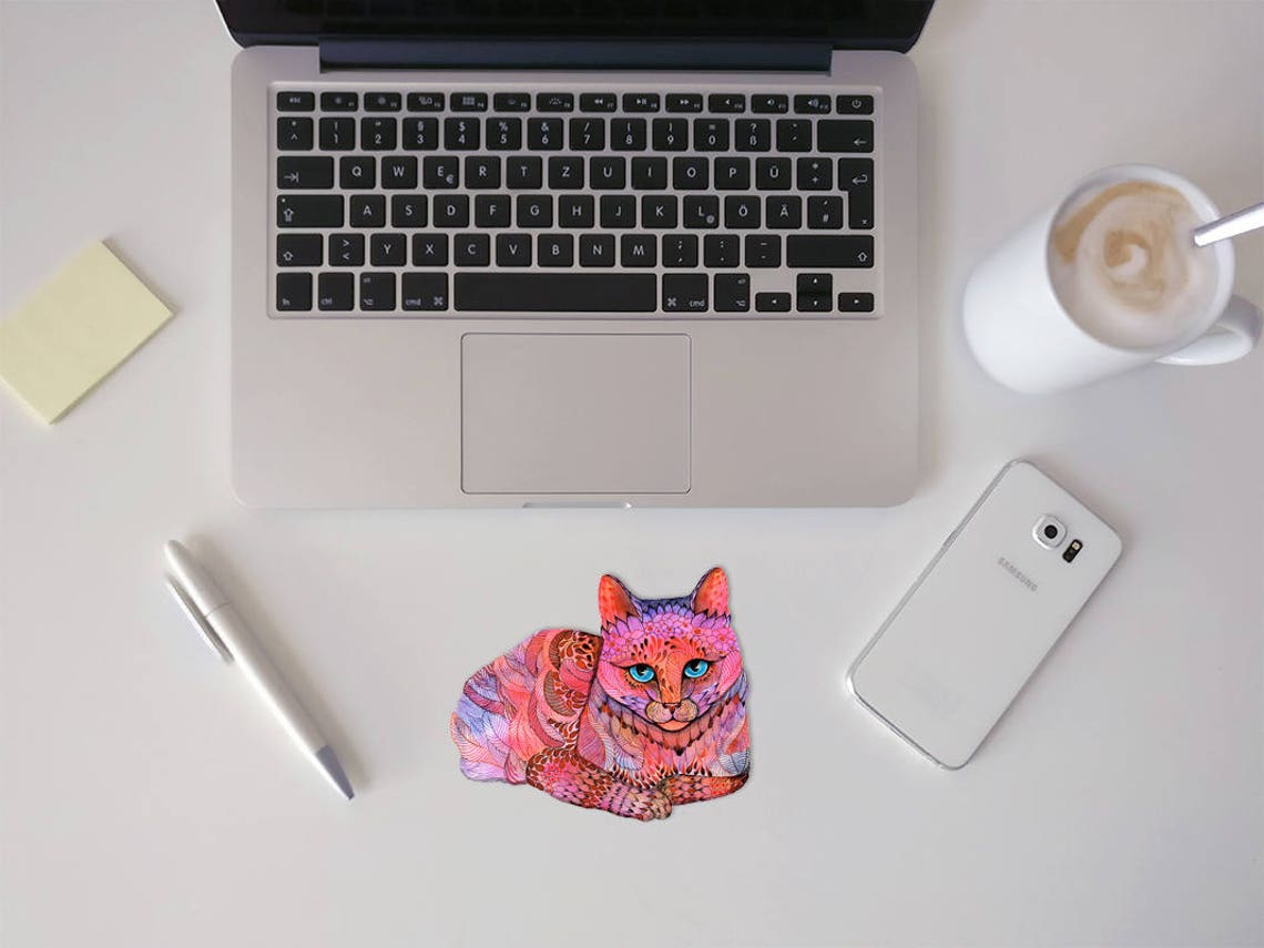 Sunset Cat Sticker Macbook Decal Cat Decals Cat Lover Gift | Etsy